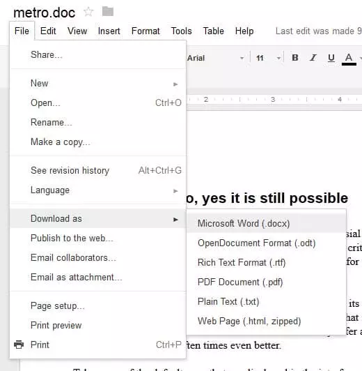 Google டாக்ஸ் மற்றும் ஆப்ஸ்: doc, xls அல்லது ppt வடிவமைப்பு பதிவிறக்கங்கள் அகற்றப்பட்டன