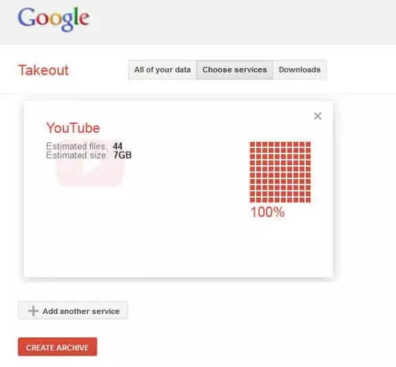 गुगल टेकआउट यूट्यूब