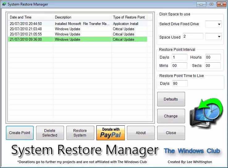 System Restore Manager