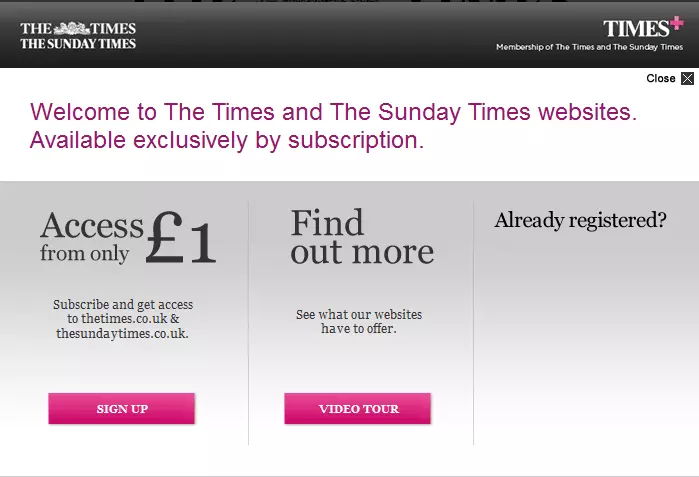 The Times Paywall är uppe, inget mer gratis innehåll