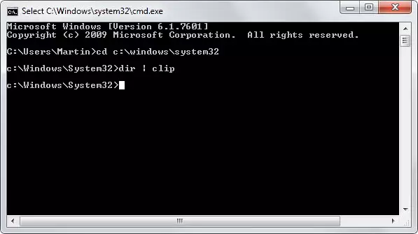 windows command prompt clipboard පිටපත් කරන්න