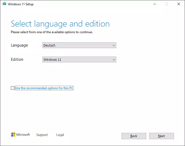 windows 11 တွင် language edition ကိုရွေးချယ်ပါ။