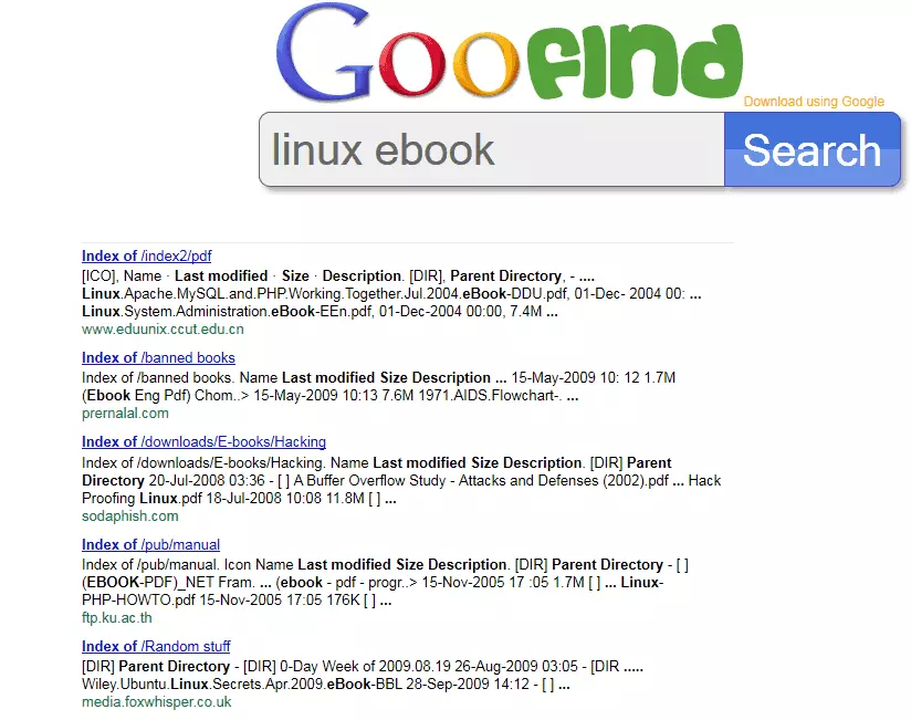 GooFind، دانلود فایل ها با استفاده از گوگل
