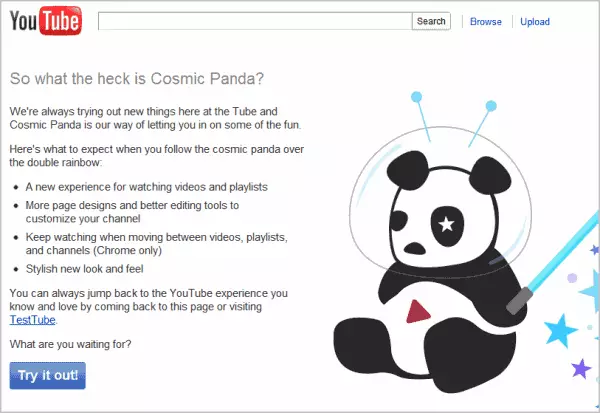 YouTube Redesign Cosmic Panda nu tilgængelig