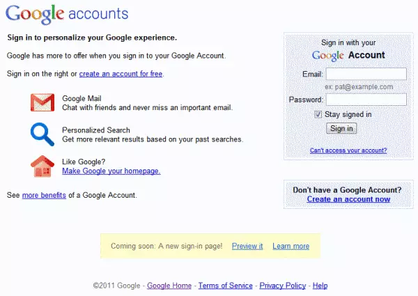 Yeni Google Oturum Açma Sayfası 4267_1