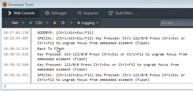 Firefox: izmantojiet īsinājumtaustiņus, kamēr ir fokusēti Flash elementi