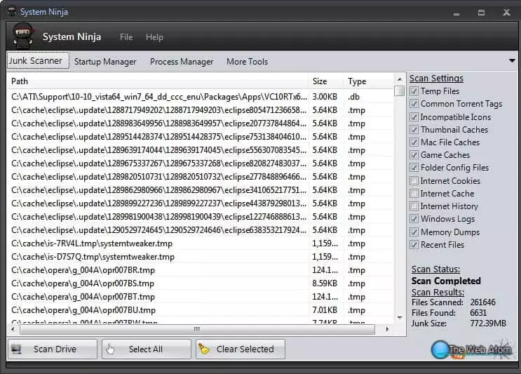 System Ninja, outro limpador de ficheiros temporais portátiles