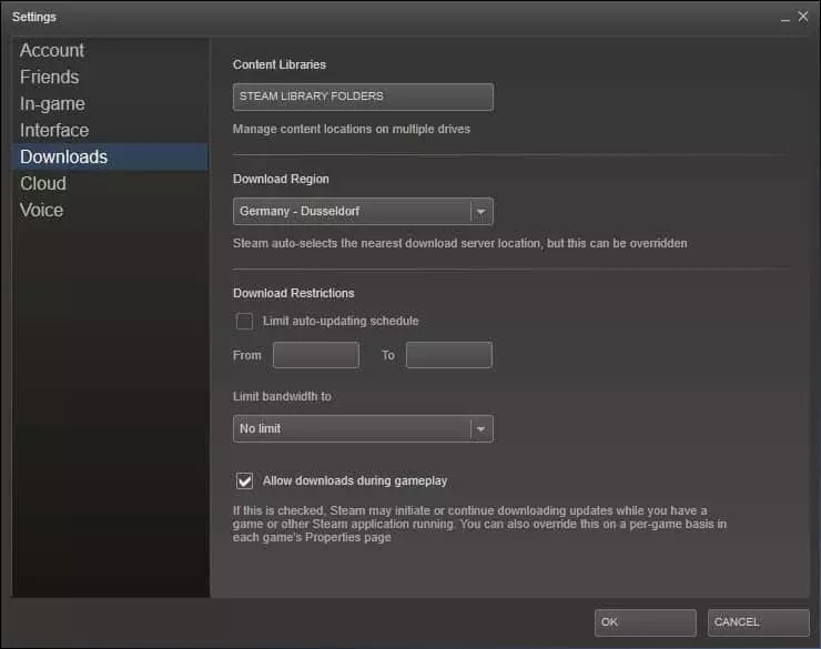 Steam entuk Opsi Download Global