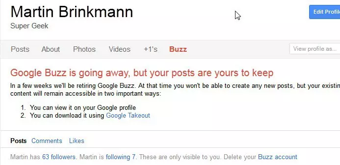 Η Google αποσύρει το Google Buzz