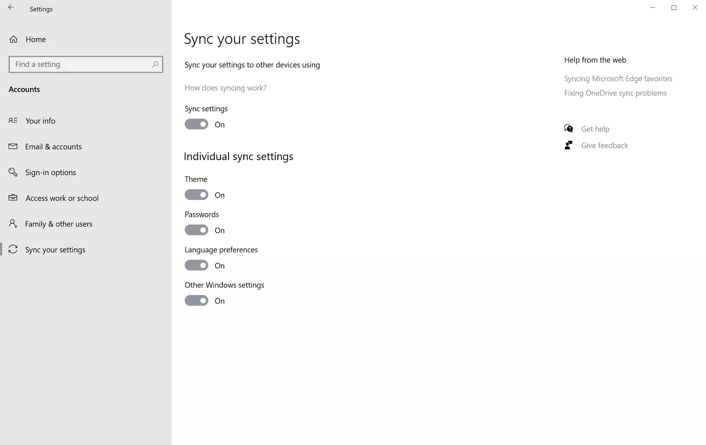 Windows 10's Sync Your Settings ea ntlafala Windows 11 falls, empa e se e le morao ho moketjana. 440_1