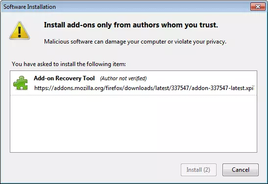 add-on recovery tool firefox