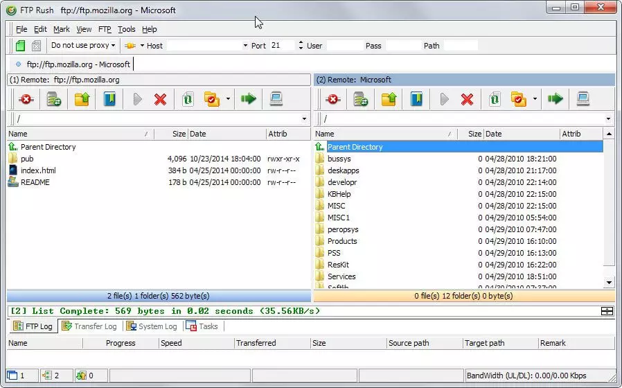 Siirrä tiedostoja suoraan palvelimien välillä FTP Rushin avulla