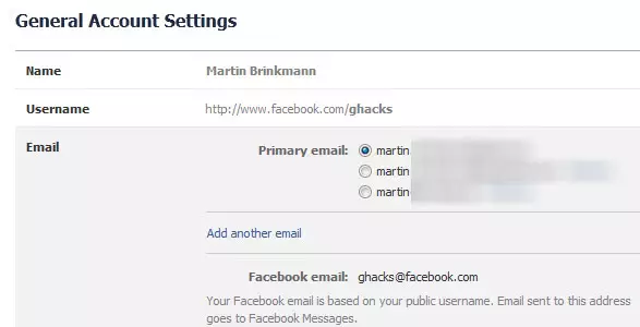 email chính của facebook