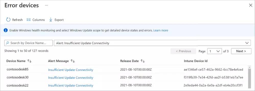 „Windows Update“ ryšio intune