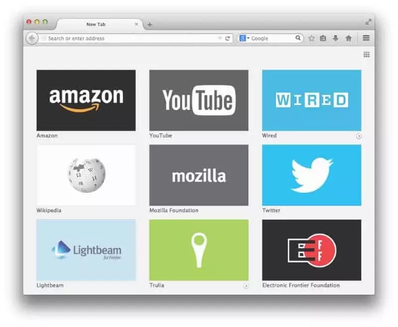 Firefox's sponsorerede fliser vil se sådan ud