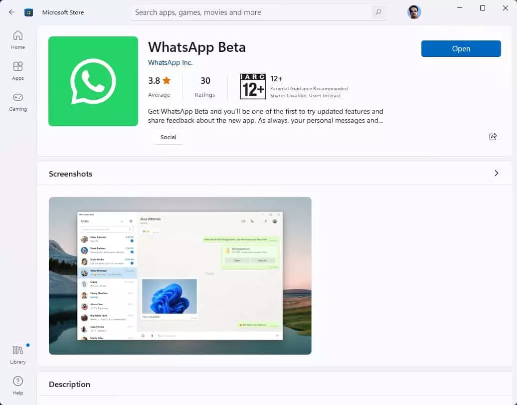 WhatsApp Beta ar gyfer Windows 10 ac 11 bellach ar gael ar y Microsoft Store