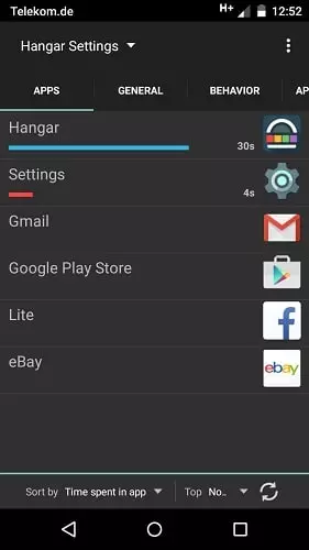 Hangar per Android mostra i collegamenti alle app nell'area di notifica