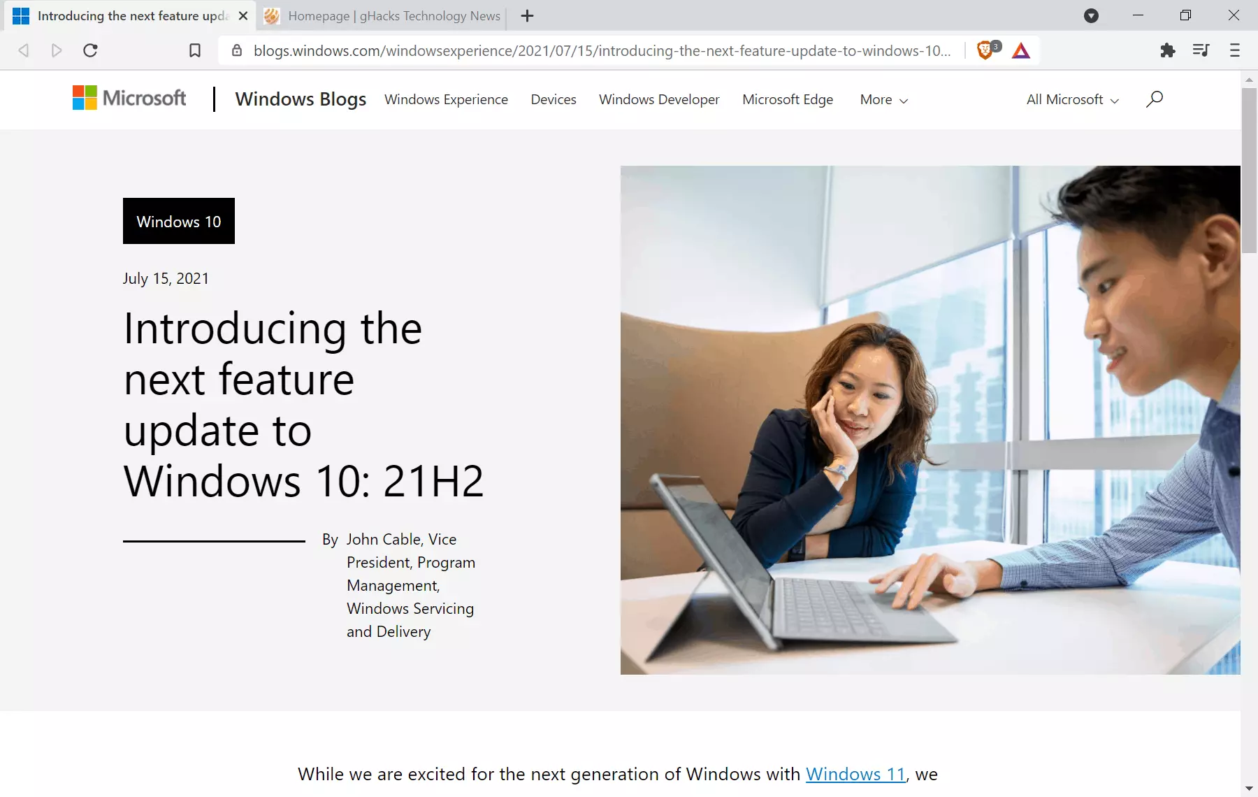 Microsoft เปิดตัวอย่างเป็นทางการ: Windows 10 เวอร์ชั่น 21H2 ประกาศ