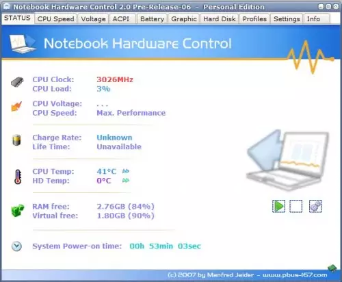 control de hardware del portátil