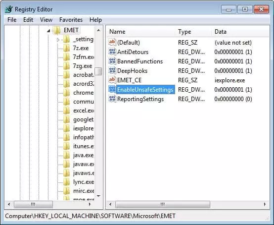 emet habilitar axustes de configuración non seguras