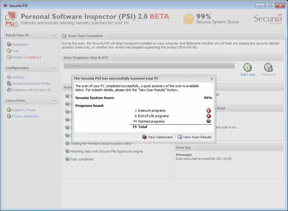 Secunia PSI 2 Beta ئېلان قىلىندى