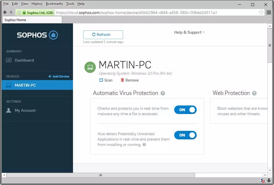 tauler de control de sophos home