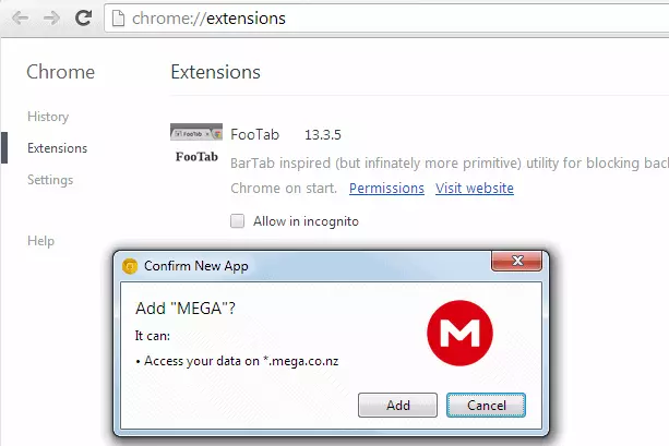 Mega نىڭ Chrome دېتالى يەرلىك JavaScript نى يۈكلەش ئارقىلىق بىخەتەرلىكنى ياخشىلايدۇ