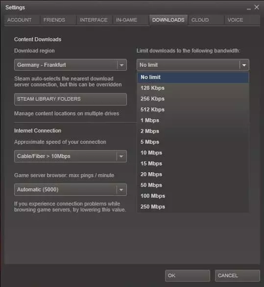 Ang pag-update sa Steam client Beta nagdala sa dugay nang gipaabot nga limiter sa tulin sa pag-download