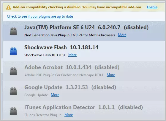 ukaguzi wa programu-jalizi ya firefox