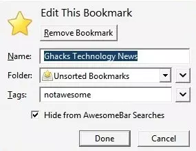 Firefox jaħbu bookmarks