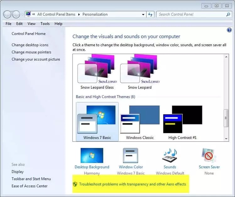 Comment résoudre les problèmes Aero dans Windows 7