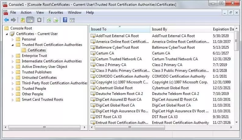 បានដំឡើងវិញ្ញាបនបត្រ root