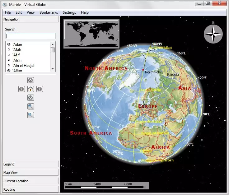 Marmer, Globe Interaktif Virtual