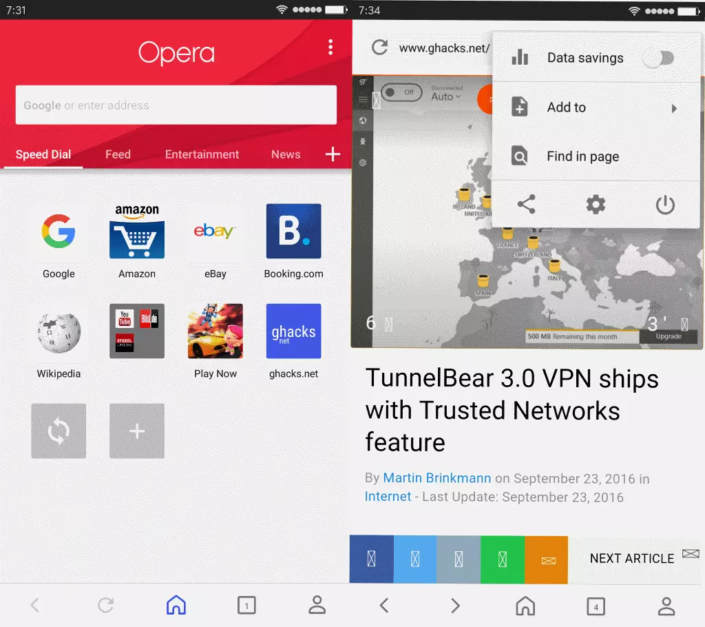 Opera kanggo Android dirancang maneh