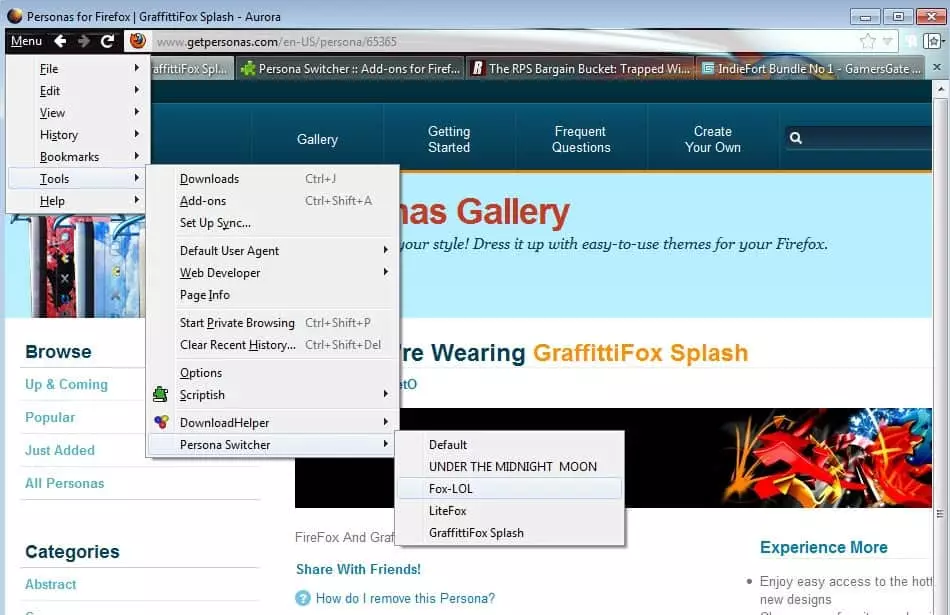 Persona Switcher bakeng sa Firefox