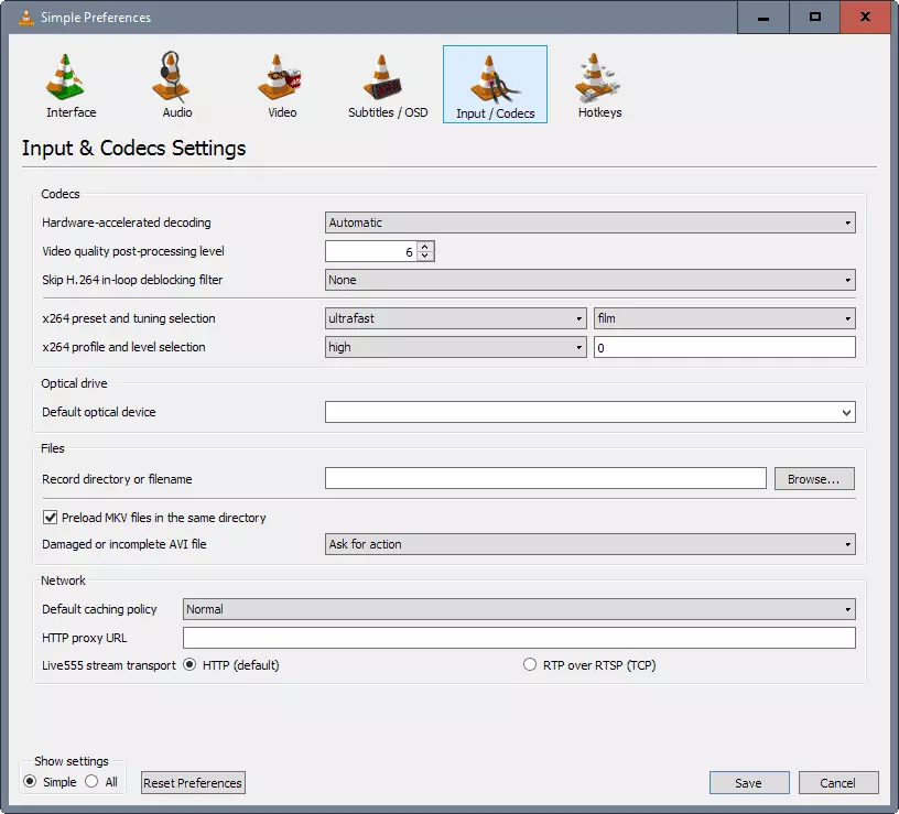 Aceleración de hardware do reprodutor multimedia vlc