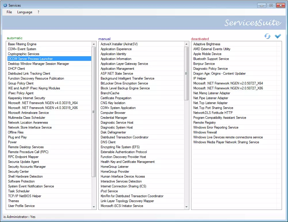 Services Suite, parempi Windows-palvelujen hallinta