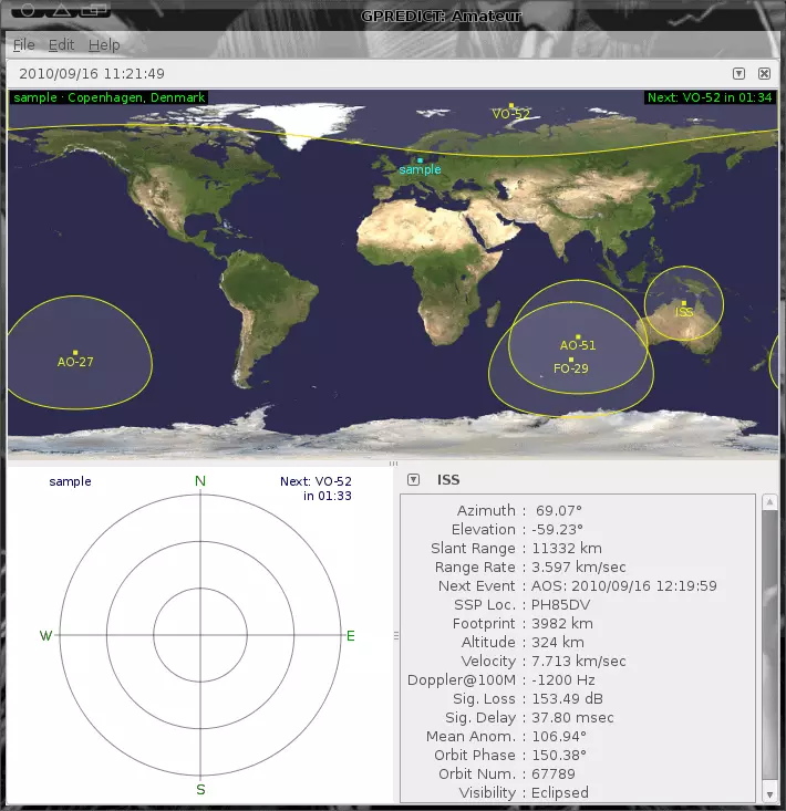 Traciwch loerennau gyda Gpredict