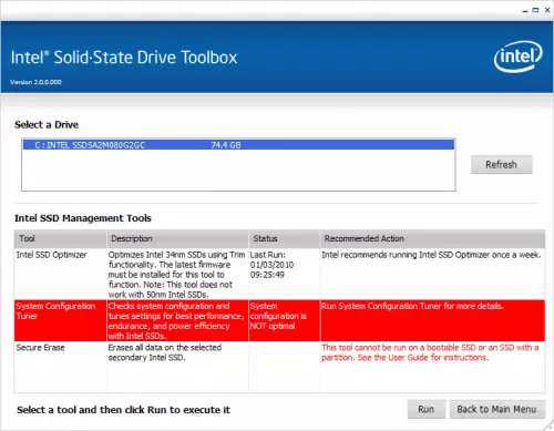 Intel state solid drive toolbox