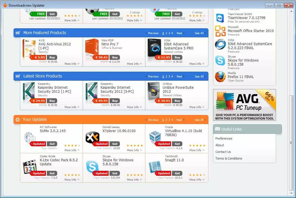 DownloadCrew UpdateScanner, Instrument de raportare a actualizărilor software