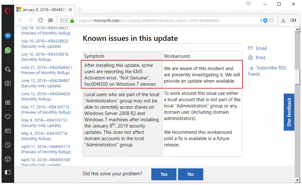 KB971033 သည် Windows 7 Enterprise PC များတွင် အသက်သွင်းခြင်းဆိုင်ရာ ပြဿနာများကို ဖြစ်စေသည်။