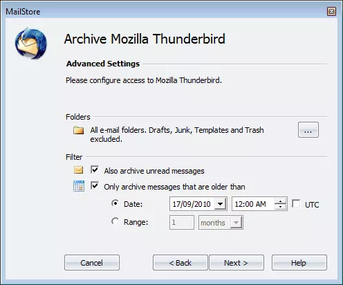 arhiviraj e-poštu thunderbird