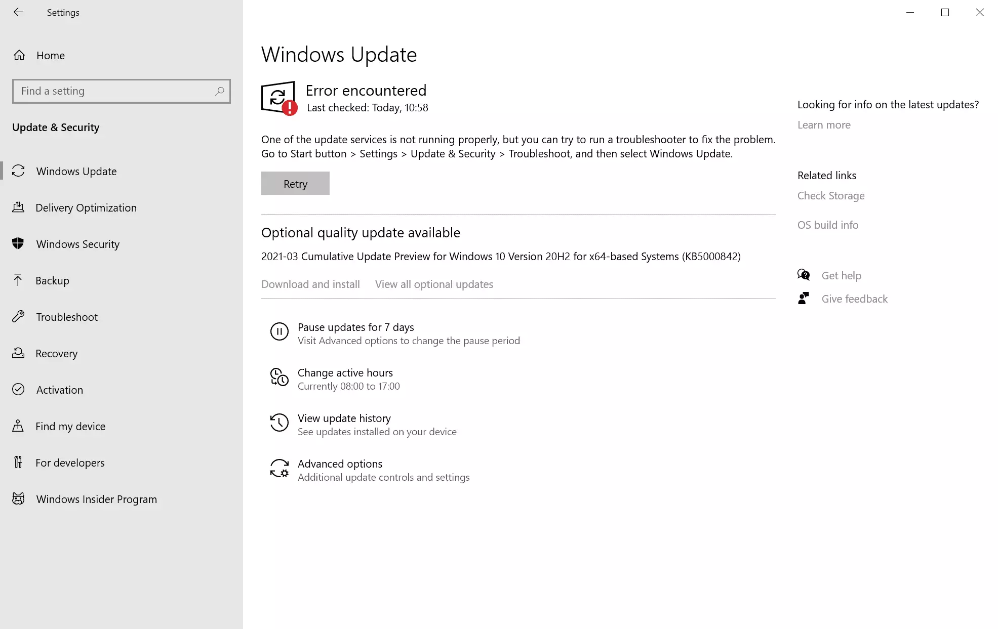 помилка оновлення Windows 0x80070422