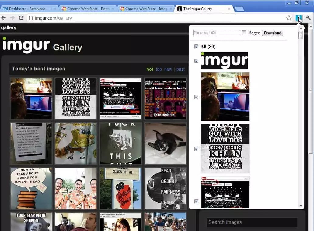 Descărcați în masă imagini cu Image Downloader pentru Chrome