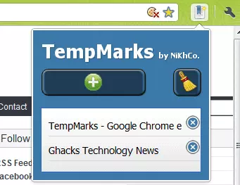 Temparks, armazene marcadores temporários no Google Chrome