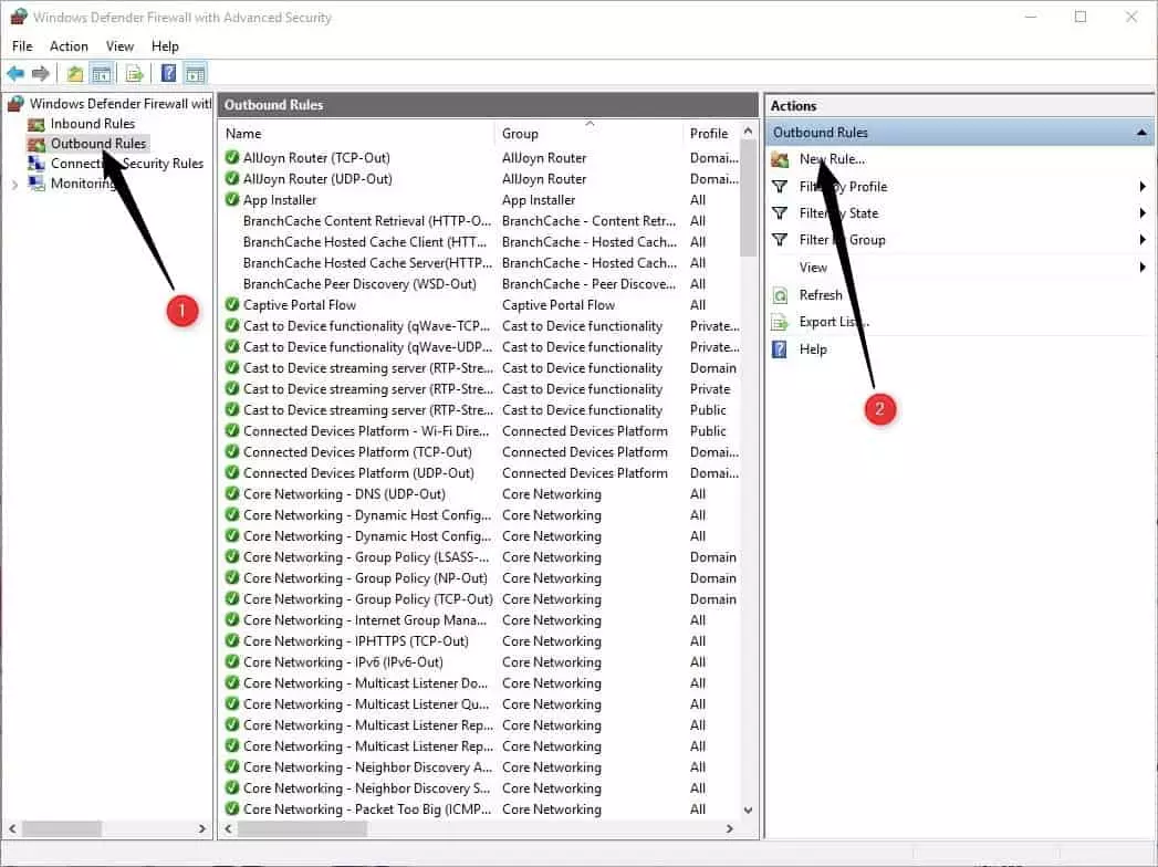 Como bloquear o acceso a Internet de programas de Windows - Firewall paso 2