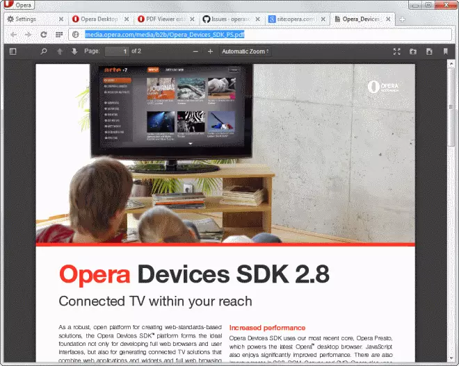 Opera 15, Mozilla PDF.js 지원 제공