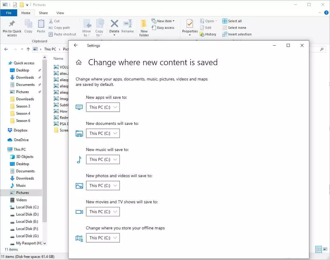 Windows 10 တွင် default save location ကို ဘယ်လိုပြောင်းမလဲ။