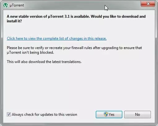 uTorrent 3.1 Stabil Sekarang Tersedia