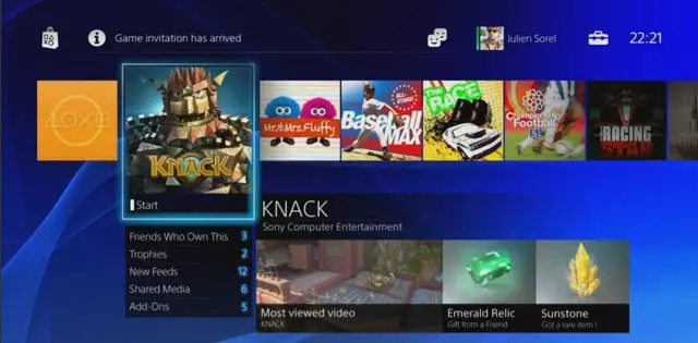 playstation 4 interface screenshot